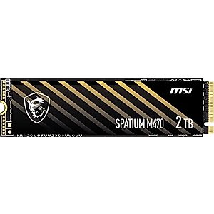 MSI SPATIUM M470 PCIe 4.0 NVMe M.2 2TB Internal SSD PCIe Gen4 NVMe 1.3 3D NAND 3300 TBW