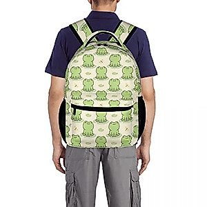 Qwalnely Frog Cute Backpack, Waterproof Frog Laptop with Durable Shoulder Straps