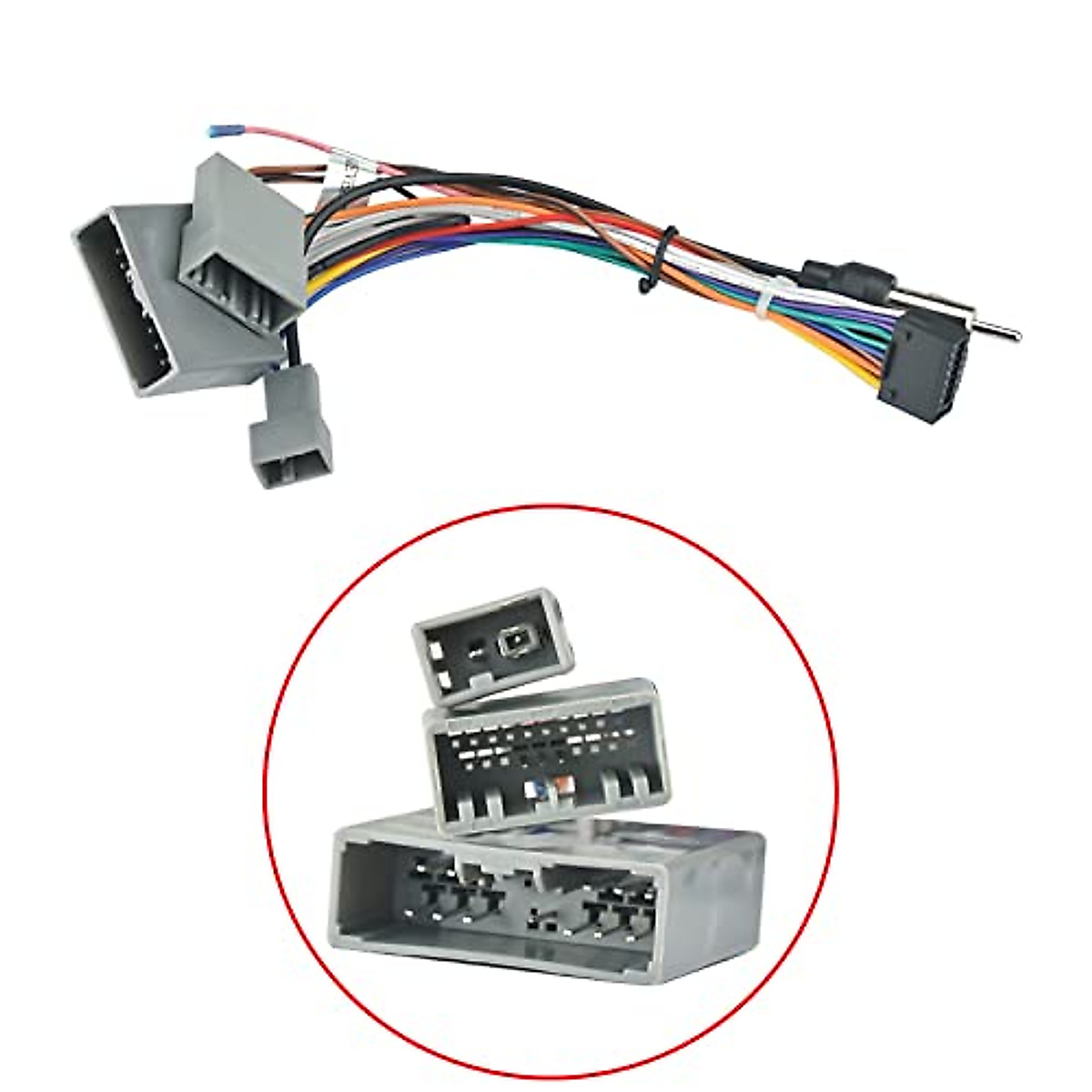 16pin Car Radio Stereo Power Retrofit Harness Wire for for Honda CRV Civic Odyssey 2006 07 08 09 10 with Radio Antenna Adapter Steering Wheel Control