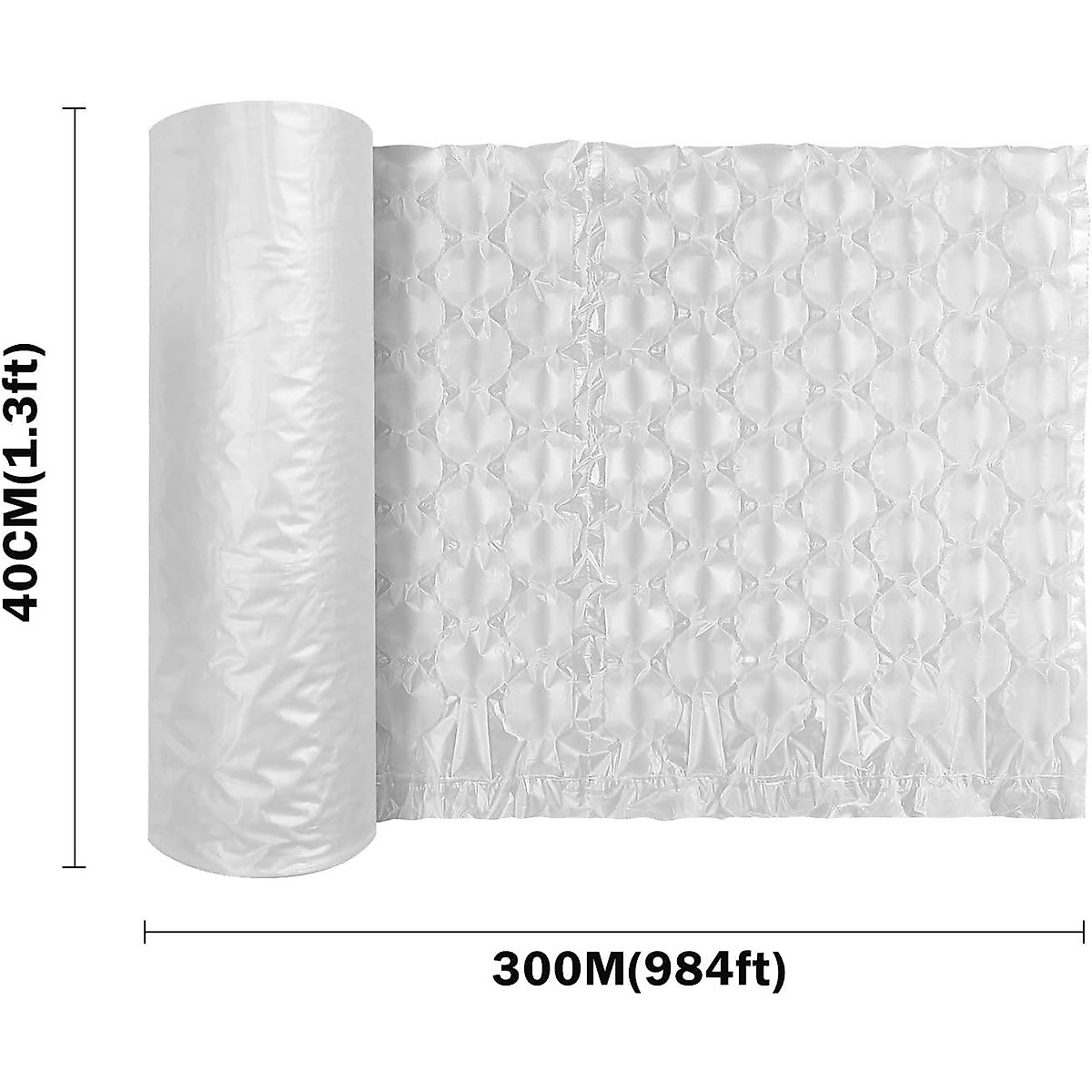 JZBRAIN Air Cushion Film Bubble Cushioning Wrap Inflatable Air Pillow Film Roll for Packaging, 1 Roll 400mm X 290mm X 300m X 0.02mm, ONLY Compatible with JZBRAIN 056C/YE310 Air Pillow Machine (74005)