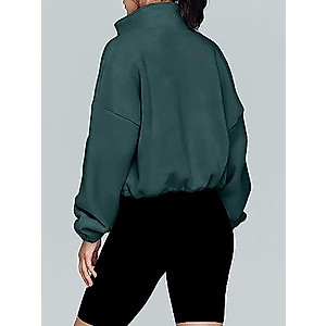 AUTOMET Womens Fleece Jackets Zip Up Oversized Sweatshirts Winter Clothes Long Sleeve Crop Sherpa Fall Outfits Fashion Green S