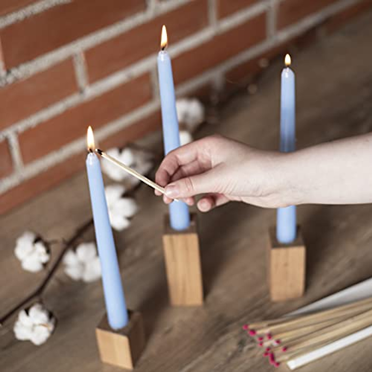 CANDWAX 10 inch Taper Candles Set of 12 - Dripless Taper Candles and Unscented Candlesticks - Perfect as Dinner Candles and Household Candles - Baby Blue Candles