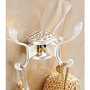 Clothes Hook,Wall Hooks Folding Heavy Duty Screw in Bathroom Coat Hooks Swivel Modern Metal Wall Mounted for Entry Kitchen Hanging Towel Hat Pack Bag Key Holder Organizer Rack, Bronze (Color : White