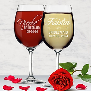 My Personal Memories, Personalized Wine Glasses for Bridesmaid, Engraved Monogrammed and Customized