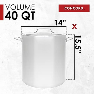 Concord Cookware Stainless Steel Stock Pot Cookware, 40-Quart