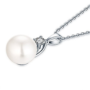 JO WISDOM 925 Sterling Silver Freshwater Cultured Pearl Pendant Necklace Jewelry for Women