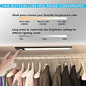 pinci 126 LED Under Counter Closet Lighting,Motion Sensor Cabinet Light,Magnetic Motion Activated Light,Wireless Dimmable Rechargeable Night Lights with Hand-Wave Sensor for Kitchen,Wardrobe,Kitchen…
