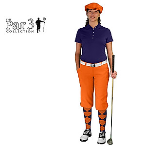 Golf Knickers Orange Womens 'Par 3' - Microfiber - Size 14