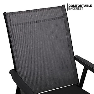 MoNiBloom Set of 2 Patio Outdoor Folding Chairs, Portable Dining Chairs with Armrest for Outside Garden Camping Backyard Poolside Beach Deck, Black