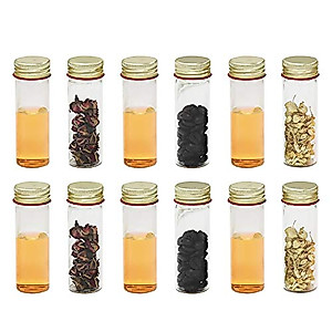 ULAB Scientific Sample Tubes 25ml with Screw Caps, Small Spice Containers 1oz, Makarthy, 3.3 Borosilicate Glass Tubes, Caps in Aluminum Material, Pack of 12, UTT1005