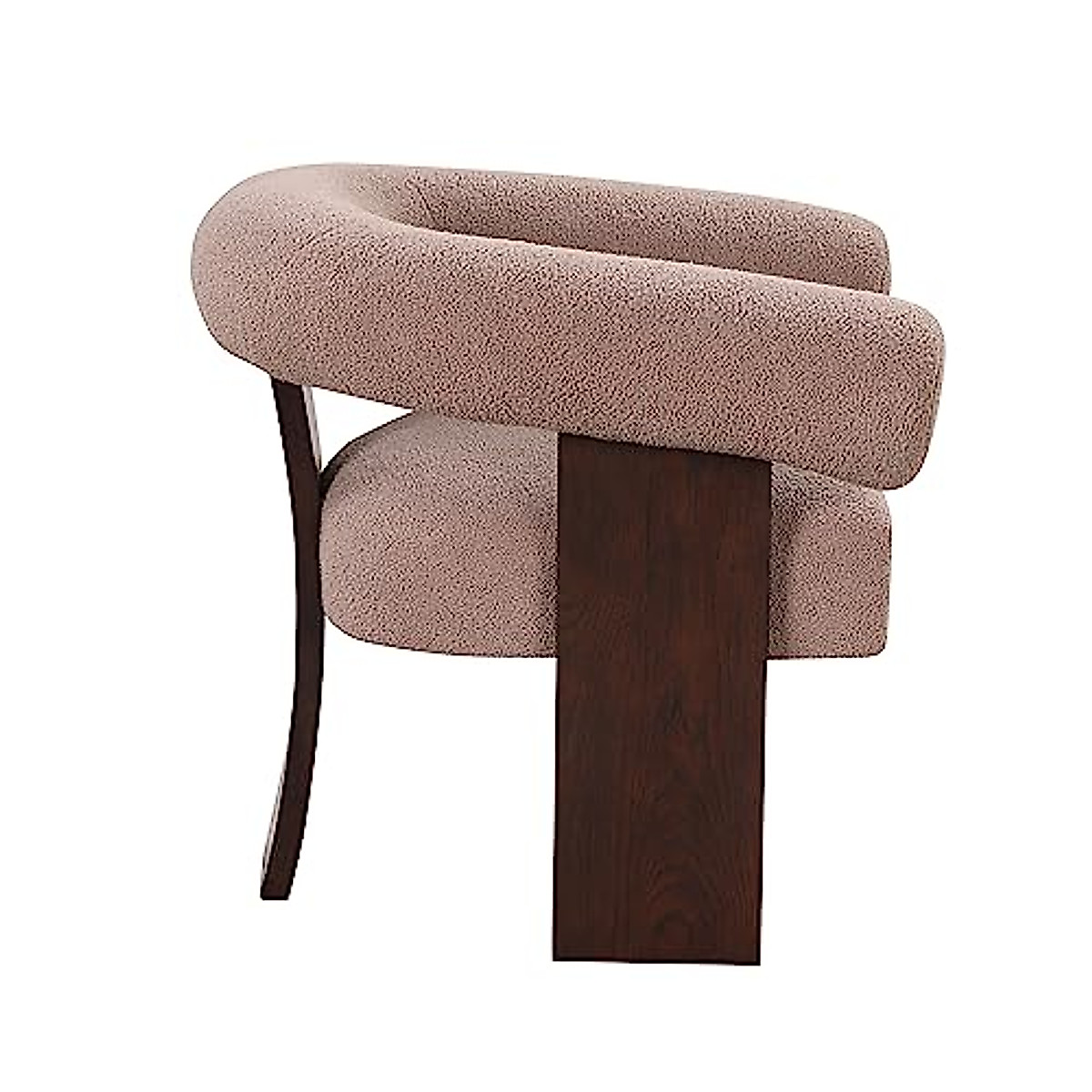 Flieks The Curved Wishbone Frame Accent Chair Teddy Velvet for Living Room, Light Brown