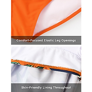 PATPAT Matching Family Swimsuits Two Piece Mother Daughter Matching Swimsuits Hawaiian Tropical Orange Palm Leaf Print Beach Vacation Matching Bathing Suits for Couples Ruffle Bikini for Women L