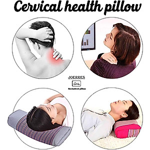 JOERRES Buckwheat Pillow,Buckwheat Neck Pillow with Zipper,Natural Buckwheat Pillow,Pillow with Washable Cotton Cover,Buckwheat Husk Neck Pillow Relieves Neck and Shoulder Pain (Grey)