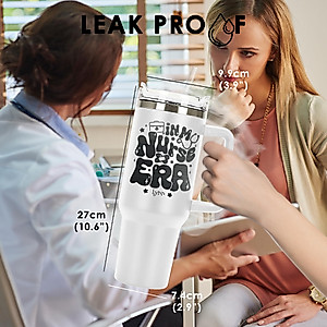 LifGif In My Nurse Era Personalized Laser Engraved 40 oz Large Tumbler with Handle, Nurse Gifts for Birthday, Appreciation Week, Nursing School Graduation for Nurses, Nurse Practitioner Gifts