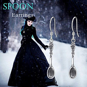 YAFEINI Spoon Earrings Sterling Silver Spoon Dangle Drop Earrings Spoon Jewelry for Women Gifts