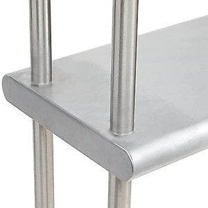 24" x 60" Stainless Steel Work Table with Two Shelves and 12" Wide Double Tier Overshelf | Metal Kitchen Prep Table & Shelving Combo