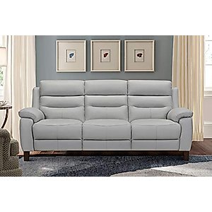 Armen Living Hayward 82" Dove Gray Leather Power Reclining Sofa