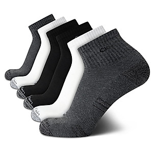 Calvin Klein Men's Quarter Socks - 6 Pack Soft Cushioned Athletic Ankle Socks for Men - Breathable Men's Sports Socks, Size 7-12, Black/White/Grey