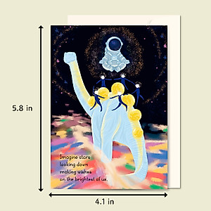 The Gimmo's Tale Space Birthday Card (Cosmic Dinosaur) - For Boyfriend, Man, Funny Birthday; Blank Inside (Envelopes Included)