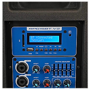 Rockville RPG15BT V2 15" Powered 1000W Speaker Bundle with & RCXMB20B 20' XLR to 1/4'' TRS Cable & (2) Speaker Stands & Rockville RWM1202VH Handheld Microphone & Mackie Mix12FX Compact Mixer (5 Item)