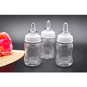 24 Fillable Bottles for Baby Shower Favors Blue Pink Party Decorations Girl Boy (White)