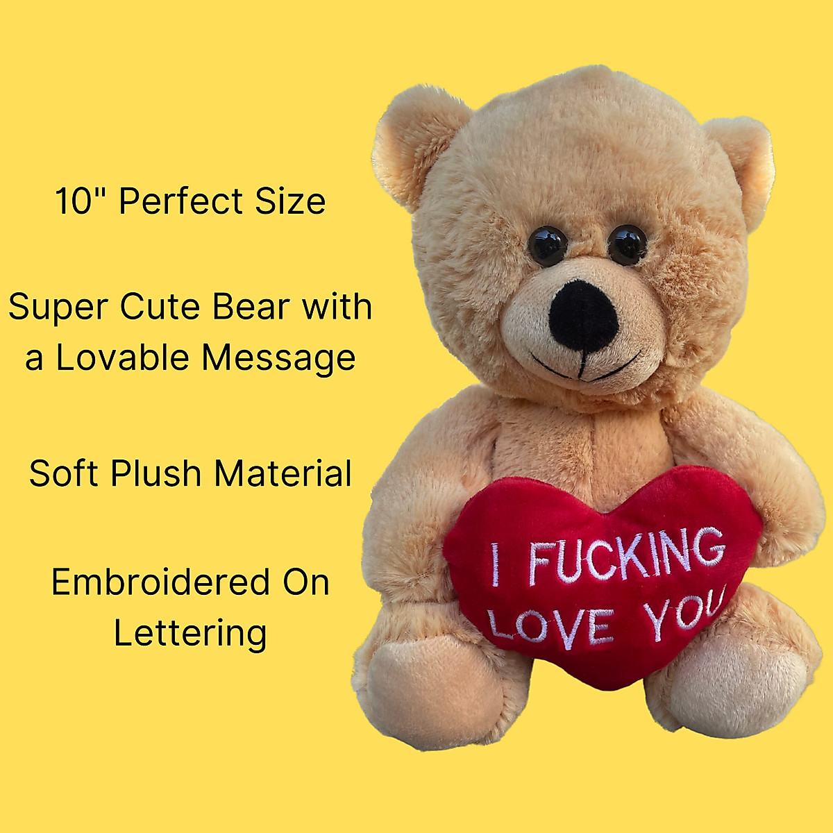 BadBears Cute Teddy Bear – I Effing Love You Teddy Bear for Girlfriend and Boyfriend – Hilarious Valentine’s Day Teddy Bear for Him and Her – 10-inch Tall Funny Stuffed Bear with Bold Message