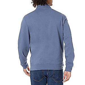 Amazon Essentials Men's Lightweight French Terry Full-Zip Mock Neck Sweatshirt, Indigo, Large