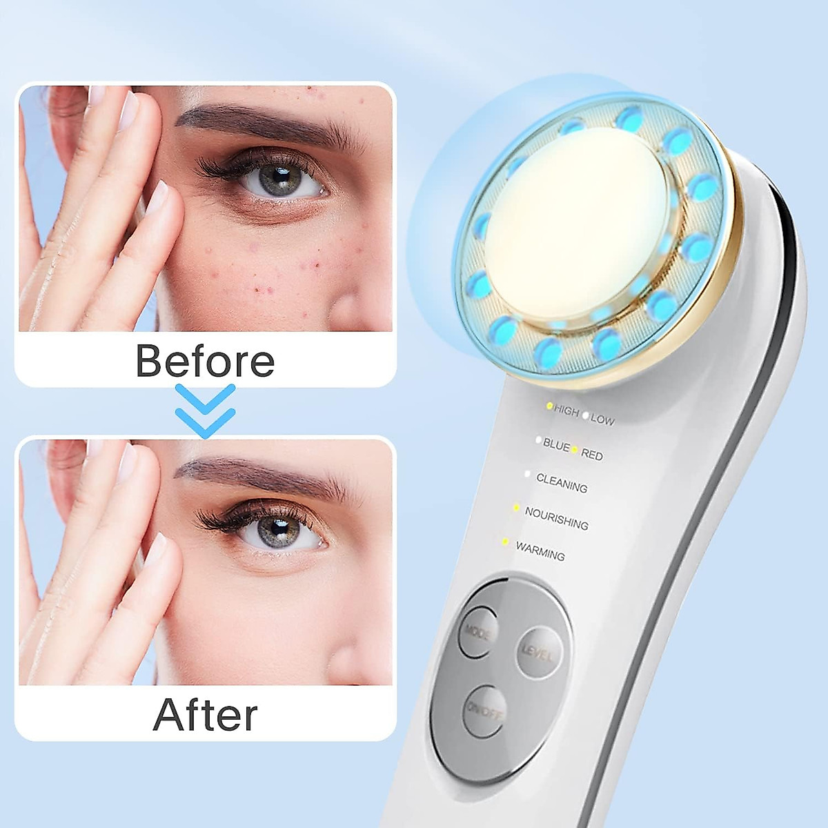 Galvanic Facial Machine Face Massager 7 in 1 Skin Care Tools High Frequency Facial Machine