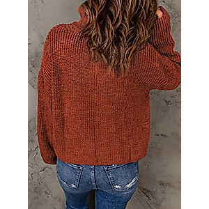 Dokotoo Plus Size Sweaters for Women Long Sleeve V Neck Sweater Quarter Zip Pullover Chunky Cozy Fall Fashion for Women 2023 Ladies Polo Lightweight Red Tops Large