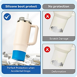 Prurex 2 PCS Silicone Protective Boot Compatible with Stanley Quencher H2.0 20 &30 oz,Bottom Sleeve Cover Fits All 2.75-2.85" Bottom Bottle & Tumblers, Anti-Slip, BPA-Free (Rose Red)