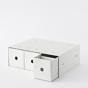 MUJI NCD69A9A Polypropylene Small Storage Box, 3 Tiers, White Gray, Approx. Width 4.3 x Depth 9.6 x Height 12.6 inches (11 x 24.5 x 32 cm)