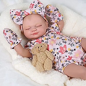 BABESIDE Lifelike Reborn Baby Dolls - Skylar, 17-Inch Real Baby Feeling Realistic-Newborn Sweet Smile Sleeping Dolls Girl Handmade Baby Doll That Looks Real for Kids Age 3 +