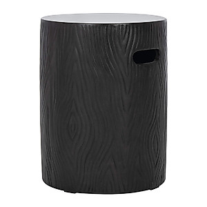 SAFAVIEH Outdoor Trunk Black Modern Concrete Round Accent Table