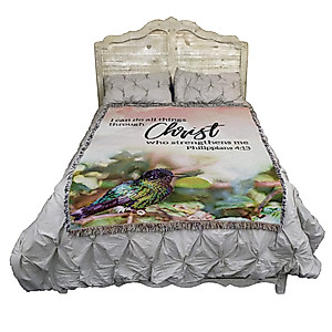 Pure Country Weavers All Things Through Christ Blanket - Philippians 4:13 - Religious Bird Gift Tapestry Throw Woven from Cotton - Made in The USA (72x54)