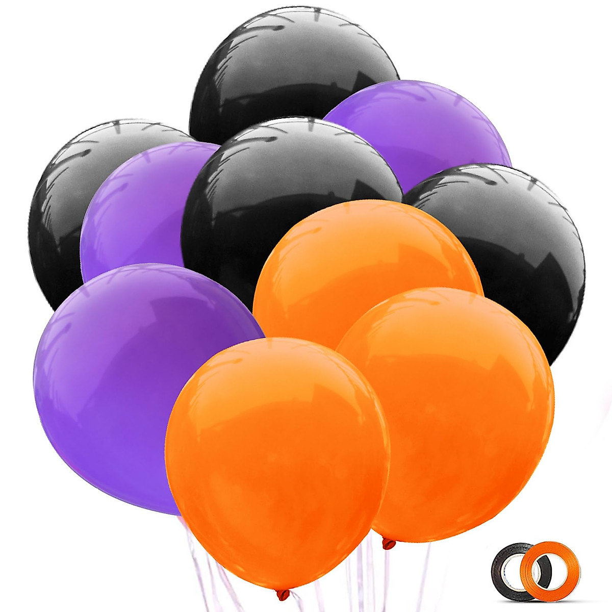 100pcs 12 inch Halloween Party Balloons (Black Orange Purple Balloons). EUFARS Thicken Latex Matte Balloons for Halloween Balloon Arch Birthday Party Decorations