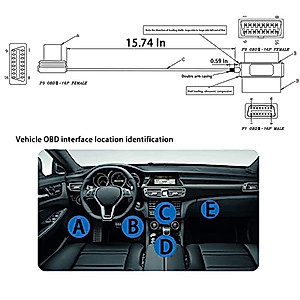 zipelo OBD2 16 Pin Splitter Extension, 2ft OBDII Extender Cable Adapter, 1 Male Plug and 2 Female Connectors, Extension Cord for Scan Tools and Diagnostic Reader, Universal for All OBD2 Vehicles