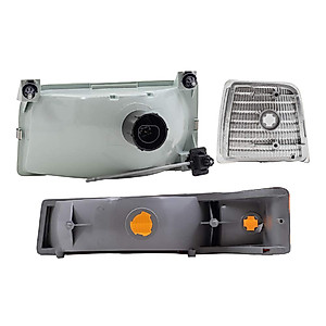 Brock Replacement 6 Piece Set Headlights, Corner and Side Park Signal Lights Compatible with F2TZ13008B F2TZ13008A F2TZ15A201D F2TZ15A201C