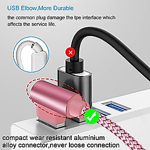 iPhone Charger 10 ft 90 Degree Lightning Cable 3 Pack MFi Certified Lightning Cable Nylon Braided Right Angle iPhone Charging Cable for iPhone 13 12 11 Pro X XS XR 8 Plus 7 6 5(Rose Gold,10 Foot)