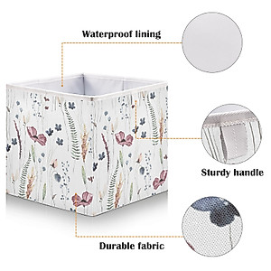 Kigai Wildflower Cube Storage Bins - 11x11x11 In Large Foldable Storage Basket Fabric Storage Baskes Organizer for Toys, Books, Shelves, Closet, Home Decor