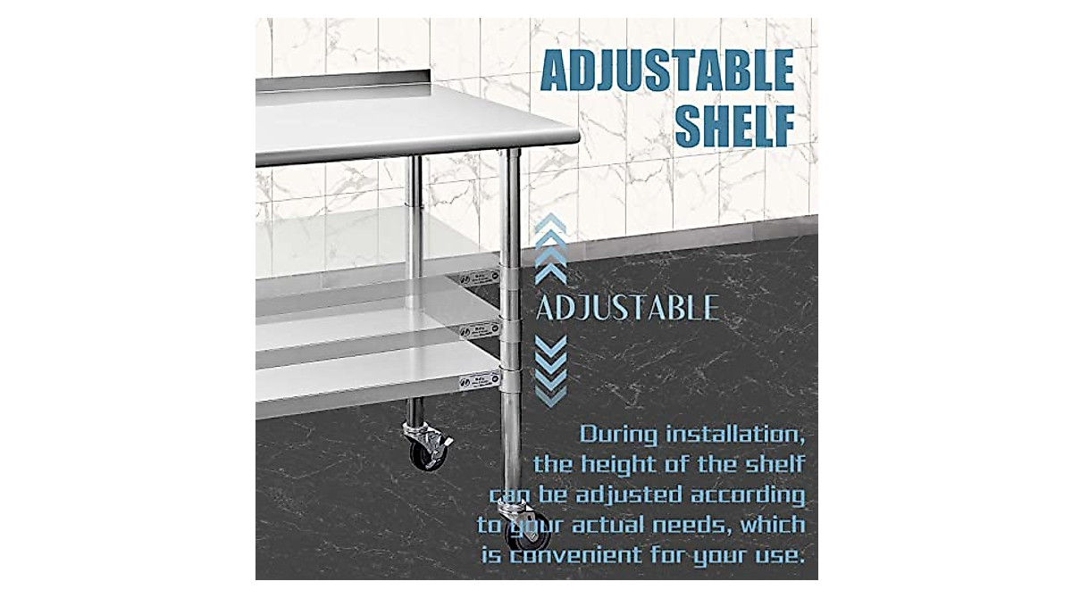 Hally Stainless Steel Prep Table with Wheels - 24 x 30