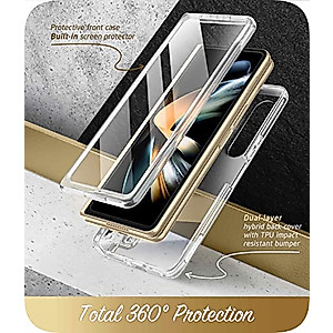 i-Blason Cosmo Series for Samsung Galaxy Z Fold 4 Case with Pen Holder 5G (2022), Stylish Protective Bumper Z Fold 4 Clear Case with Built-in Screen Protector (Clear)
