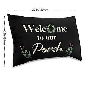 DZGlobal Porch Pillows Decorative Outdoor Pillows for Patio Furniture Cushions Covers Set of 2 Welcome Lumbar Pillow with Words 12x20 for Outside Chair Bench