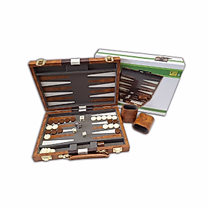 CHH 18" Brown and White Backgammon Set