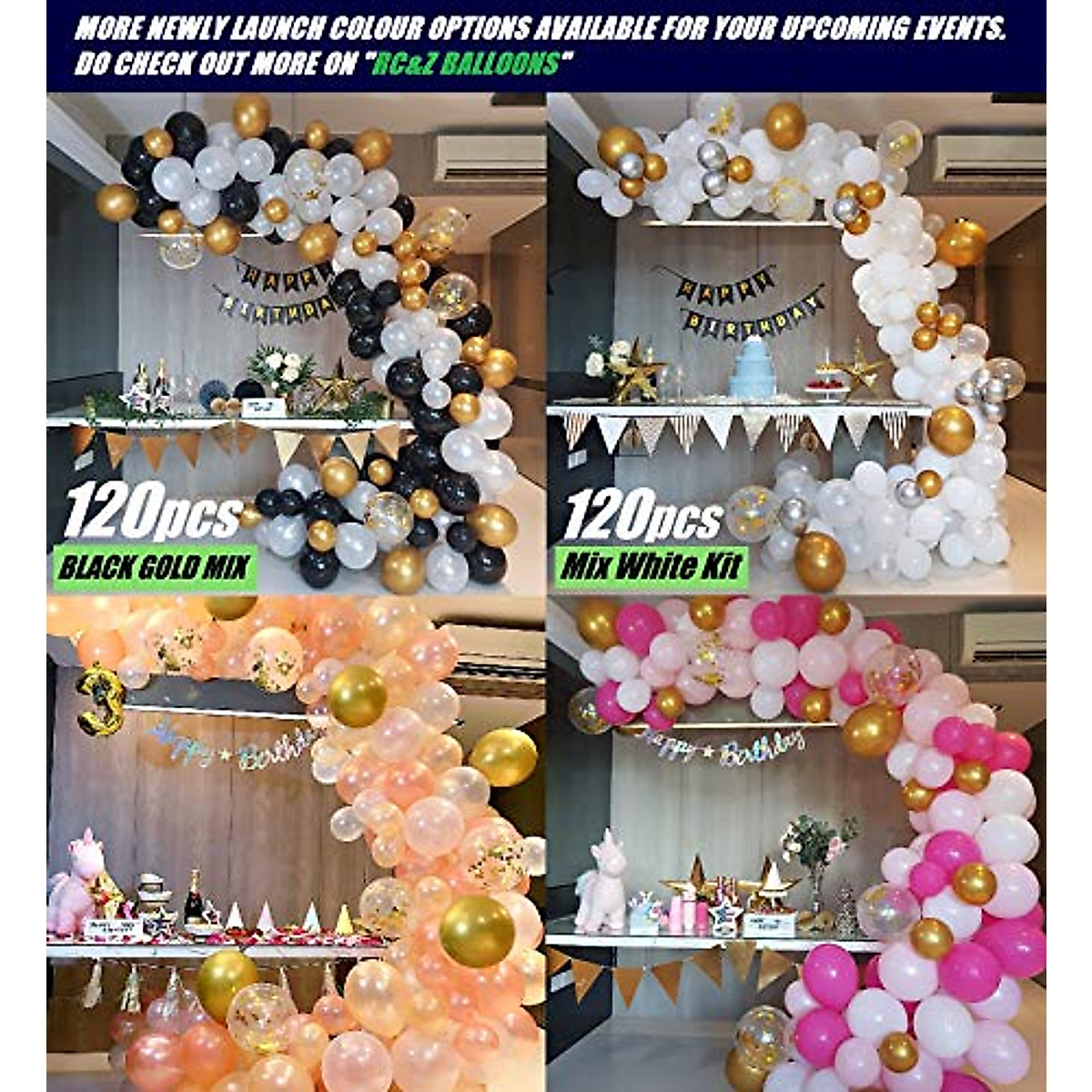 RC&Z Navy Blue Balloon Garland Arch Kit - 120 with Royal Blue, Baby Blue, White, Silver Metallic and Confetti Latex Balloons for Baby Shower Decorations Bachelorette Birthday Party Backdrop Background