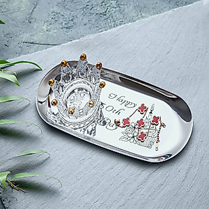 Happy 50th Birthday Decorations Stainless Steel Jewelry Tray Gifts Laser Engraved Round Shape Dish Personalized 50th Birthday Gifts for Daughter Sister Niece Aunt Friends