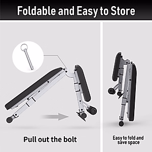 leikefitness Adjustable Weight Bench Foldable Workout Exercise Bench with Automatic Lock for Upright Incline Decline and Flat Full Body Exercise (GM5809(BLACK))