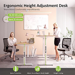ALFA FURNISHING Advanced 48x30 Inches Standing Desk for Home Office, Dual Motor Electric Adjustable Height Desk, Sit Stand Desk with 4 Pre-Set Memory (48x30, Maple Top + White Frame Dual Motor)