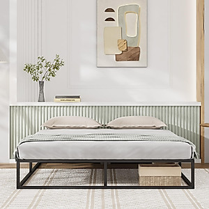 Novilla Queen Bed Frame, Metal Platform Bed Frame, Noise-Free, Sturdy Metal Bed Frame, Heavy Duty Wood SlatsWood Slats Support, No Box Spring Needed, Easy Assembly, Coal Black