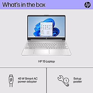HP 15.6 inch Laptop, FHD Display, 12th Gen Intel Core i5, 16 GB RAM, 512 GB SSD, Intel Iris Xe Graphics, Windows 11 Home, 15-dy5399nr (2023),Silver