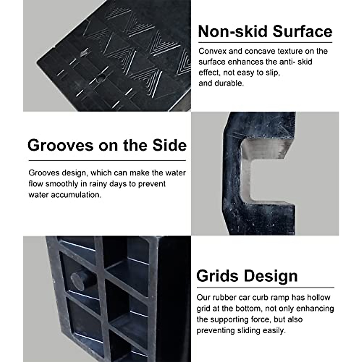 Threshold Ramp, Threshold Wheelchair Ramp Threshold Ramp for Wheelchair, Sturdy Curved Handicap Mobility Scooter Ramp, Home Transition Ramps with Anti Skid Surface, Easy to Mount ( Color : Black , Siz